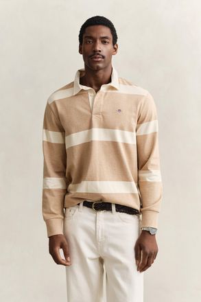 GANT Herren Gestreiftes Rugger (XXXL) KHAKI MELANGE