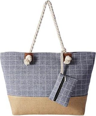 DonDon sac de plage hydrofuge avec fermeture à glissière Motif à - Bleu à carreaux