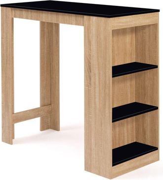 IDMarket Bartisch barth 2 bis 4 Personen Holz Buche Nachbildung schwarze Tischplatte