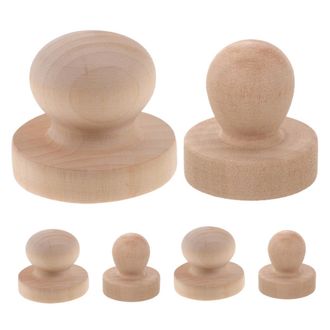 Cabilock 3 St&uuml;ck Unbehandelte Holzstempelgriffe Rund aus Massivem Holz Komfortabler Griff Langlebig f&uuml;r DIY Basteln Scrapbooking Stempelbasis Griff Holzstempel