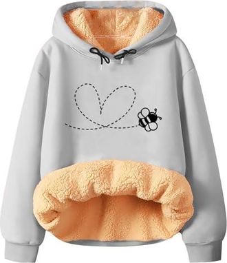 Generic Veste polaire sherpa pour femme - Hiver et printemps - Sweat à capuche en polaire chaude à manches longues - Imprimé uni - Vêtements dextérieur peluch