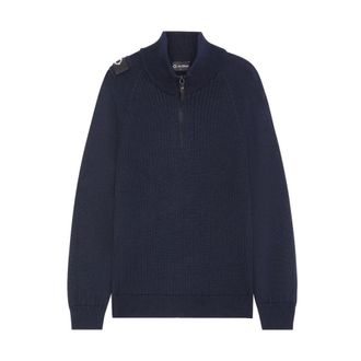 Mastrum Quarter Zip Strickpullover in Ink Navy - - Knitwear - Herren - Blau - S