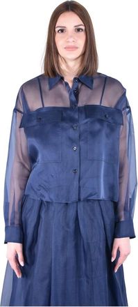 Max Mara Femme, Blouses et Chemises, Bleu, Taille: 38 FR Chemise Courte Droite