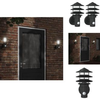 vidaXL Vidaxl - Au&szlig;enwandleuchten mit Bewegungsmelder 2 Stk. Schwarz Edelstahl - Outdoor-Beleuchtung - Gartenbeleuchtung - Wandleuchte - Bewegungsmelder