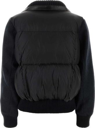 sacai Wool and Nylon Blend Down Jacket - Navy