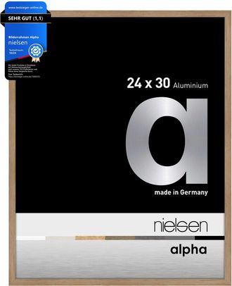 Nielsen Design Bilderrahmen, 24 x 30 cm, Aluminium, Eiche, Rahmen zum Aufhängen im Hoch- & Querformat, Echtglas, Alpha
