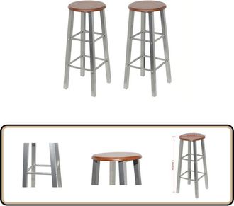 vidaXL Vidaxl - Barhocker 2 Stk. Metall mit MDF-Sitz - Barhocker - Metallstuhl - Hocker - Küche - Wohnzimmer