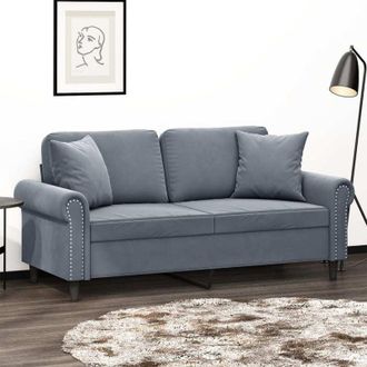vidaXL 2-Sitzer-Sofa mit Zierkissen Dunkelgrau 140 cm Samt - Vidaxl