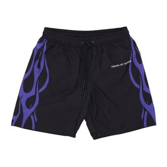 Vision Of Super Flammen Badehose Schwarz/Lila - - Swimwear - Herren - Schwarzk - L