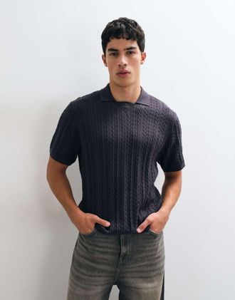 adidas Originals polo en maille torsad&eacute;e noir