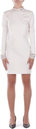 Blugirl Femme, Robes, Blanc, Taille: 38 FR Robe scintillante à boutons