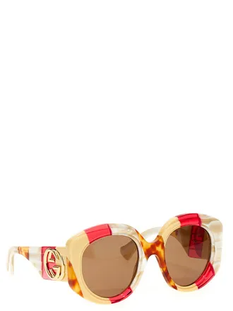 Gucci Tricolor Oversize Sunglasses - Cream