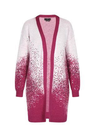 Faina Strickjacke Damen WOLLWEISS FUCHSIA