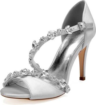 Generic Chaussure Mariage Femme Sandales Tendance pour Ouvert Stylet Talons Mari&eacute;e pour Robes Et Chaussures De F&ecirc;te 10.5Cm,Argent,41 EU