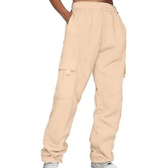 Generico Pantalon de sport femme large pantalon de jogging pour femme avec cordon de serrage dhiver pantalon coupe large pantalon de surv&ecirc;tement avec poches do
