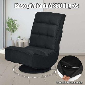 Costway Chaise Relax Pivotant 360 Degr&eacute;s Pliable et R&eacute;glable en 5 Positions,Chaise Rembourr&eacute;e Confortable Id&eacute;ale pour Lire, Regarder la T&eacute;l&eacute;vision ou