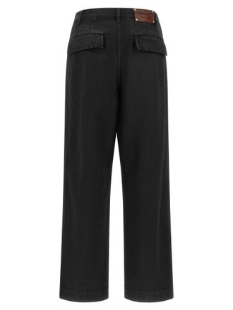 Dries Van Noten Wide Cotton Canvas Trousers - Black