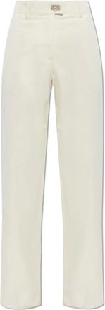 Ferragamo Femme, Pantalons, Blanc, Taille: 32 FR Crisp Crease Pantalons