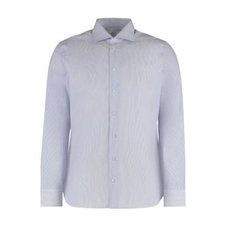 Borriello Chemise en popeline de coton - Homme - Chemises - Bleu - Taille: 4XL