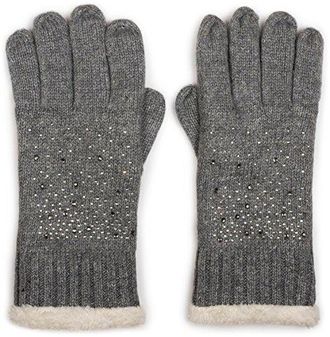 styleBREAKER gants chaud avec strass et polaire, gants dhiver tricotés, femme 09010010, couleur:Gris