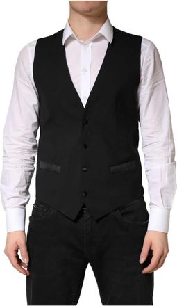 Dolce & Gabbana Homme, Costumes, Noir, Taille: M Wool Dress Formal Waistcoat Vest