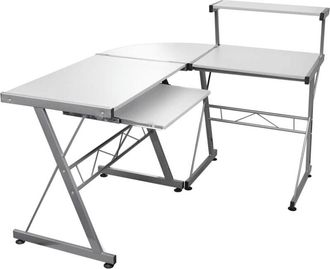 vidaXL Vidaxl - Bureau dordinateur dangle Blanc 132x112x99 cm Bois ing&eacute;nierie