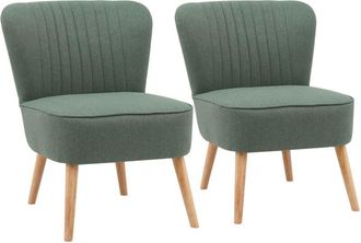 Oviala Lot de 2 fauteuils style crapaud en tissu vert