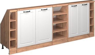Vicco Armoire sous pente de toit Rion - Ch&ecirc;ne dor&eacute; et blanc campagnard - 215 x 81.6 x 46/14.8 cm - Panneau de particules m&eacute;lamin&eacute; 16 mm