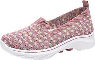 Generic Bottes S Fille Percé en Maille de la Mode du Printemps de lÉté des Femmes Chaussures de Glissement sur la Couleur Unie Robes de Travail Bar, rose, 41 