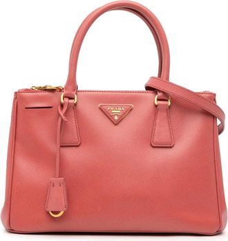 Prada petit sac à bandoulière Galleria Double Zip médium en cuir Saffiano Lux (2010-2025) - Rose