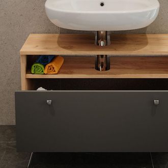 Vicco Meuble sous vasque Fynn, Ch&ecirc;ne dor&eacute;/anthracite, 80.2x54cm avec tiroir