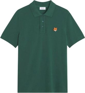 Maison Kitsun&eacute; Homme, Tops, Vert, Taille: M Polo logotipo bordado