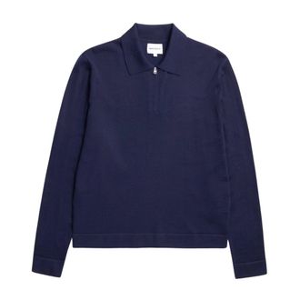 Norse Projects Merino Crepe Polo Shirt - - Knitwear - Herren - Blau - S