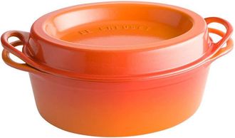 LE CREUSET Le Creuset Gusseisen-Bräter Doufeu, Oval, Ø 32 cm, Für alle Herdarten und Induktion geeignet, Ofenrot, 25084320902460