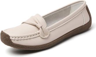 Generic Chaussures plates à enfiler à bout rond pour femme - Semelle souple - Style décontracté et léger, beige, 37.5 EU