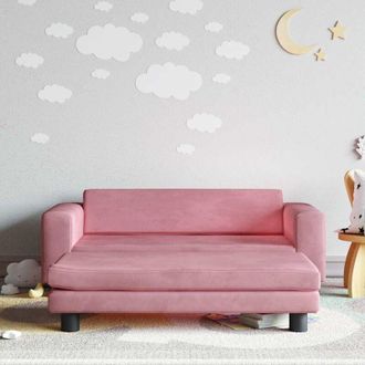 vidaXL Kindersofa mit Hocker Rosa 100x50x30 cm Samt Vidaxl
