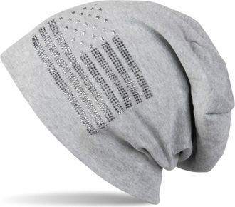 styleBREAKER M&uuml;tze Beanie mit USA Flagge aus Strass