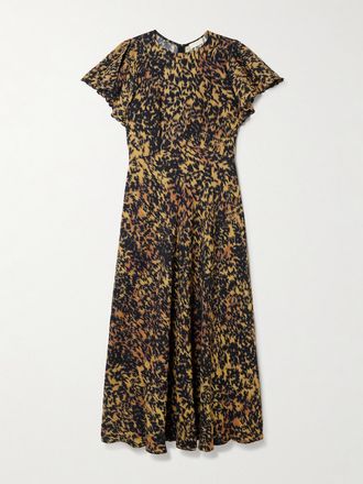 Ulla Johnson Robe Midi En Crêpe Imprimé À Volants Blithe Flutter - Multicolore