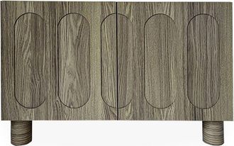 Menzzo Menzzo - Petit buffet r&eacute;tro-moderne avec portes sculpt&eacute;es Durand L80cm Ch&ecirc;ne gris&eacute;