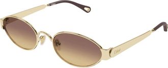 Chlo&eacute; Femme, Accessoires, Jaune, Taille: 54 MM Holly Oval Lunettes de soleil