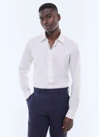 Fursac Chemise &agrave; col droit en twill de coton - Taille 37 - Homme