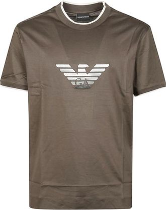 Emporio Armani Homme, Tops, Brun, Taille: M Eagle Embroidery T-Shirt