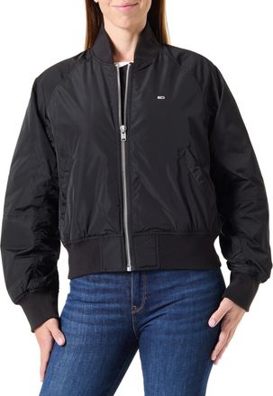 Tommy Jeans Damen Bomberjacke Essential Wasserabweisend, Schwarz (Black), 4XL