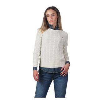 Ralph Lauren Femme, Pulls, Blanc, Taille: 42 FR Pull crème à col rond tressé - S, CRM