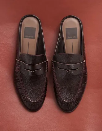 Dolce Vita Betzy - Mules style mocassins &agrave; fronces - M&ucirc;re-Rouge