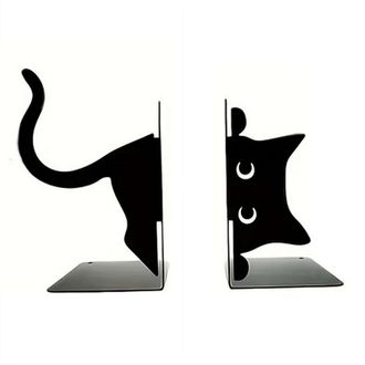 Generic Katze Metall Buchst&uuml;tzen - Dekorative Katze Silhouette Buch Organizer f&uuml;r B&uuml;ro, Wohnzimmer & Zuhause, Heavy Duty Metall Buchhalter (1 St&uuml;ck) (Stil A)