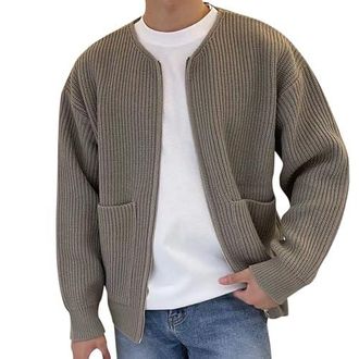 Generic Gilet Homme - Manteau Pull Homme Automne Hiver Longue Taille Chaud Confortable Tricot&eacute; Zipp&eacute; Poche Rond Coupe Moderne