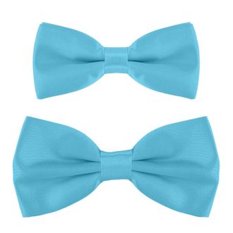 DonDon Vater-Sohn Fliegen Set im Partnerlook, bereits gebunden und verstellbar - T&uuml;rkis