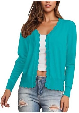 Generic Cardigan en tricot à manches longues et col en V boutonné léger pour femme tendance 2025 hiver décontracté ouvert sur le devant pour femme, Cardigans 