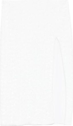 Os&eacute;ree Femme, Jupes, Blanc, Taille: 40 FR Jupe midi fendue sur le c&ocirc;t&eacute; et orn&eacute;e de sequins
